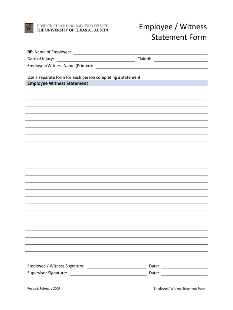 Fillable Online utexas Employee / Witness Statement Form - utexas Fax ...