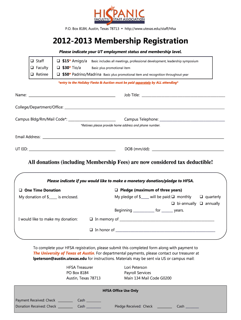 Fillable Online Membership Registration Form for UT Employees Fax Email Print - pdfFiller