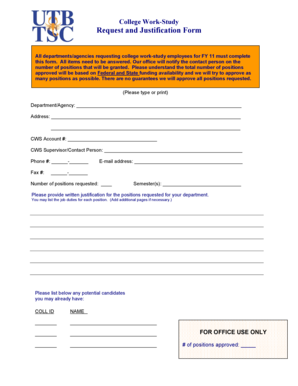 Fillable Online utb Request and Justification Form - utb Fax Email ...