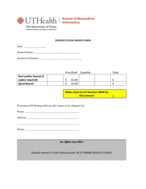 Fillable Online uthouston DISSERTATION ORDER FORM.docx - uthouston Fax Email Print - pdfFiller