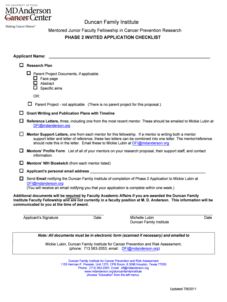 Duncan Family Institute - MD Anderson Cancer Center: Fill out & sign ...