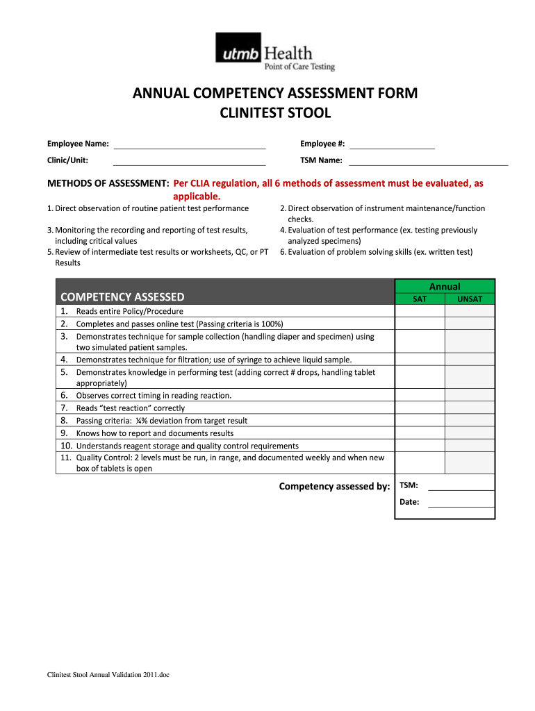 Competency Assessment Clinical Laboratory Personnel Form 2020 2021 