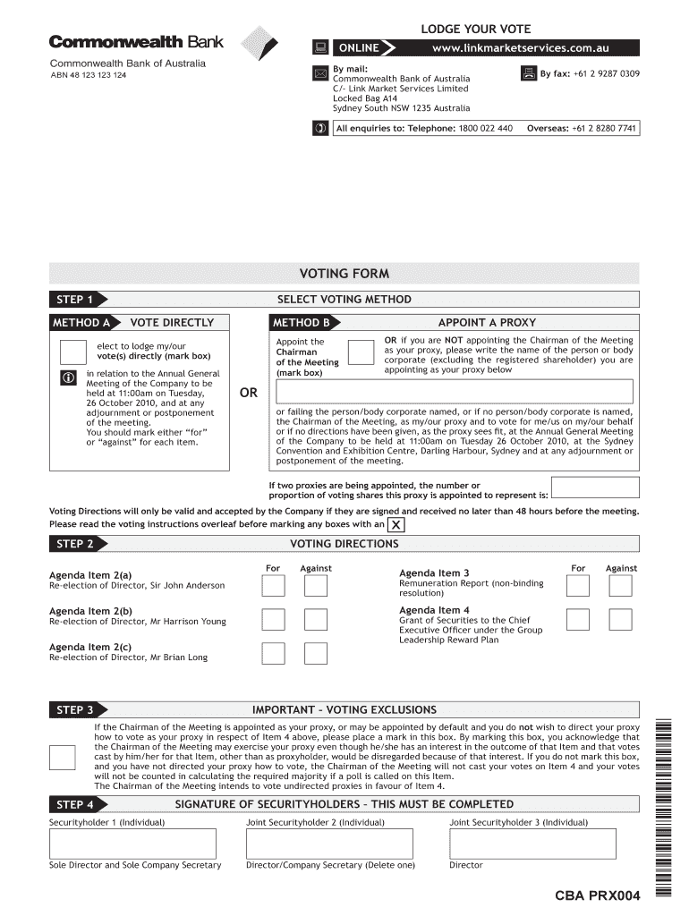 Fillable Online AGM Voting Form Fax Email Print - pdfFiller