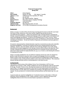 Fillable Online uvm Projected Treatment Plan Example Fax Email Print - pdfFiller
