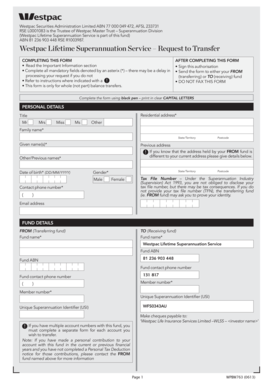 Fillable Online Westpac lifetime superannuation service - request to ...