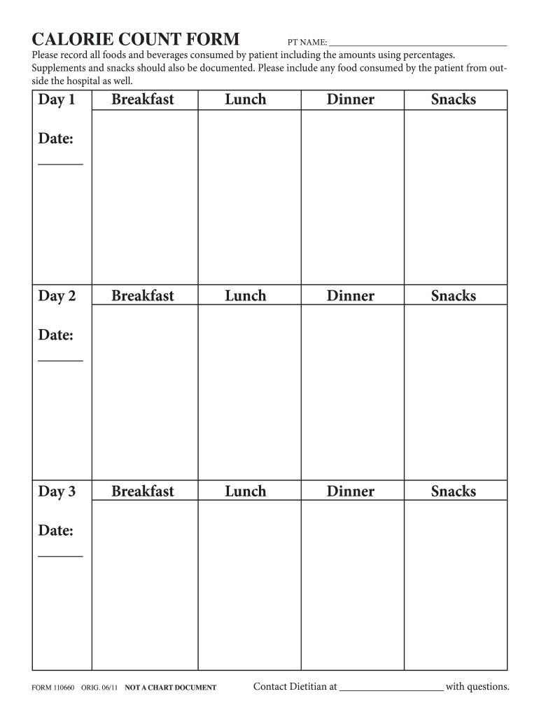 Calorie Count Form Fill Online Printable Fillable Blank PdfFiller