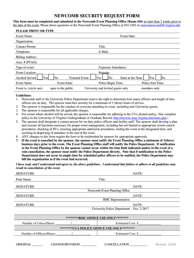 Fillable Online Newcomb Security Request Form Fax Email Print - pdfFiller