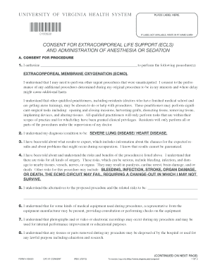 Fillable Online virginia Consent for extracorporeal life support (ecls ...