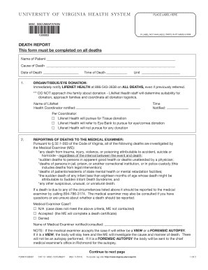 Fillable Online virginia DEATH REPORT Fax Email Print - pdfFiller