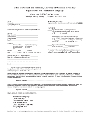 Fillable Online uwgb Printable Noncredit Registration Form - University of Wisconsin ... - uwgb ...