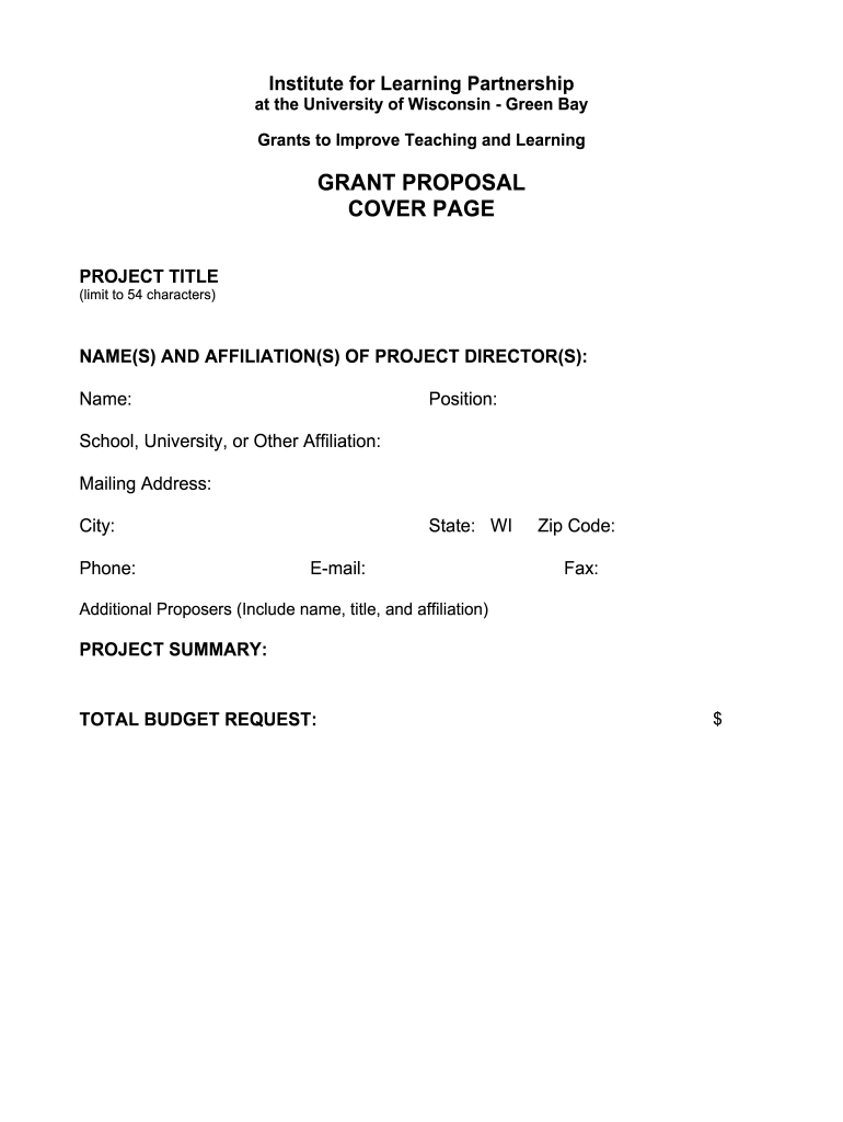 Cover Page For Grant Proposal Fill Online Printable Fillable Blank 