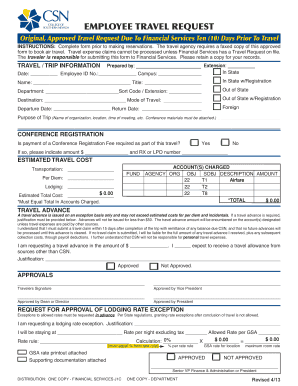 Fillable Online csn Travel Request Form - College of Southern Nevada ...