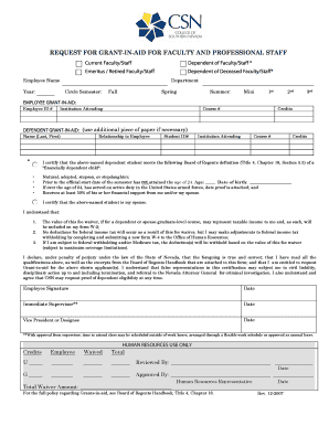 Fillable Online csn Request for grant-in-aid for faculty and ...