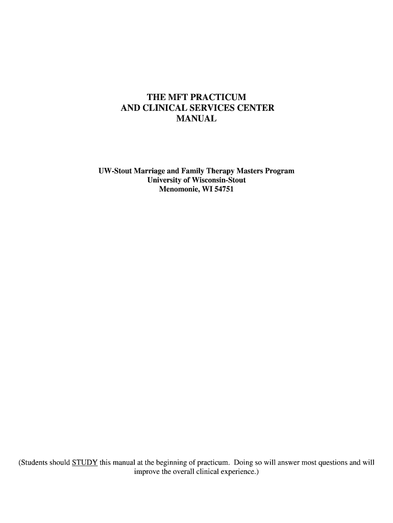 Fillable Online MFT Practicum Manual Fax Email Print - pdfFiller