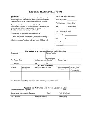 Fillable Online uwstout RECORDS TRANSMITTAL FORM - uwstout Fax Email ...
