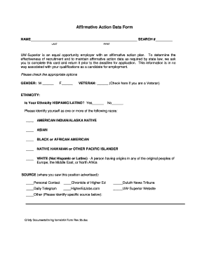 Fillable Online uwsuper Affirmative Action Identification Form - uwsuper Fax Email Print - pdfFiller