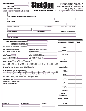 Fillable Online uwsuper COPY ORDER FORM PHONE: (218) 727-2817 TOLL FREE: (800 ... - uwsuper Fax ...