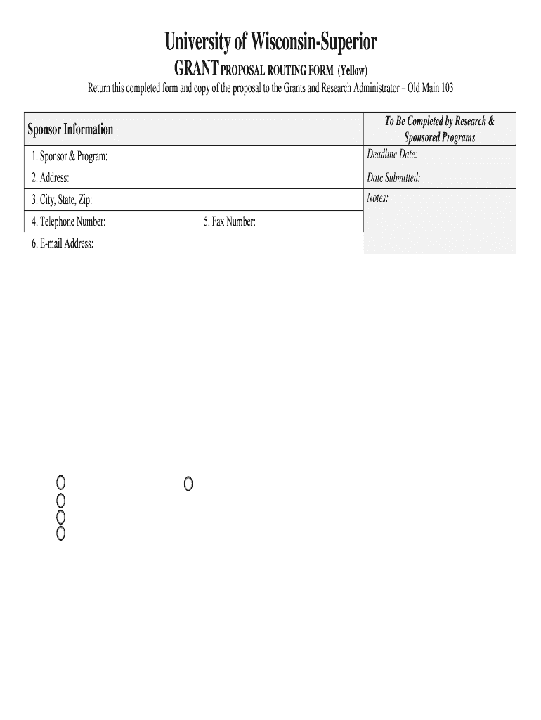 Fillable Online Grant Proposal Routing Form Fax Email Print - pdfFiller