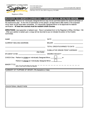 Fillable Online uwsuper Individually Designed Minor Form - uwsuper Fax ...