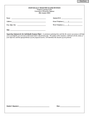 Fillable Online uwsuper INDIVIDUALIZED MAJOR PETITION - University of ...
