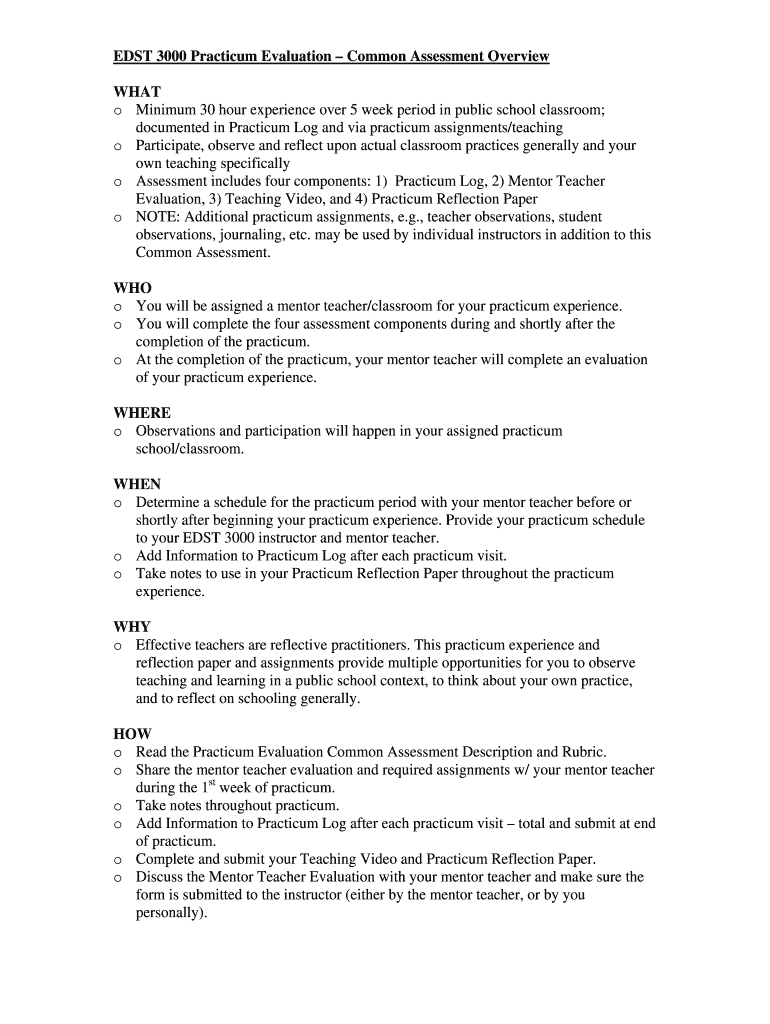Fillable Online Practicum Evaluation Overview Fax Email Print - pdfFiller