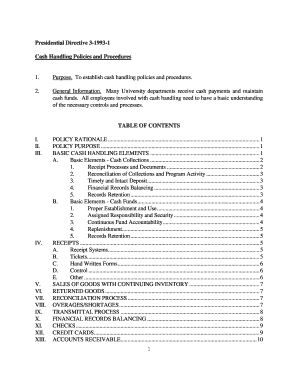 Fillable Online To establish cash handling policies and procedures Fax ...