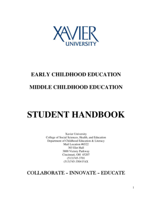 Fillable Online xavier STUDENT HANDBOOK - Xavier University - xavier ...