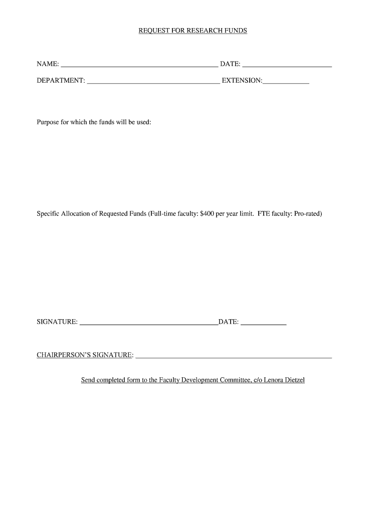 Fillable Online Request for Research Funds Fax Email Print - pdfFiller