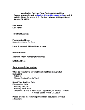 Fillable Online humboldt Academic Information - Humboldt State University - humboldt Fax Email ...