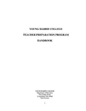Fillable Online yhc Young harris college teacher preparation program ...