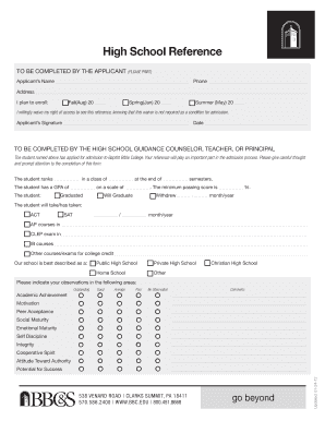 Fillable Online bbc High School Reference - BBC - Baptist Bible College ...