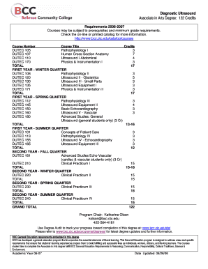 Fillable Online bellevuecollege Diagnostic Ultrasound Associate in Arts ...