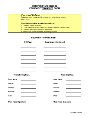Fillable Online bismarckstate EQUIPMENT TRANSFER FORM - Bismarck State ...