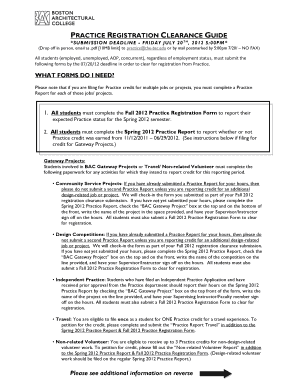 Fillable Online the-bac Practice registration clearance guide - Boston ...