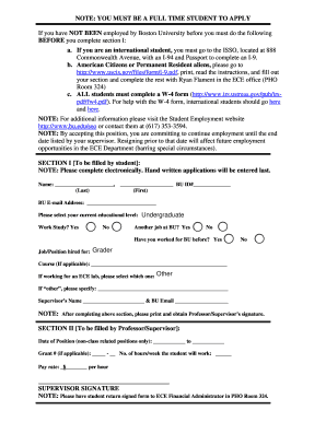 Fillable Online bu Student Job application. Image Fax Email Print - pdfFiller