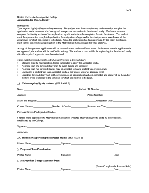 Fillable Online bu Directed Study Form - Boston University - bu Fax Email Print - pdfFiller