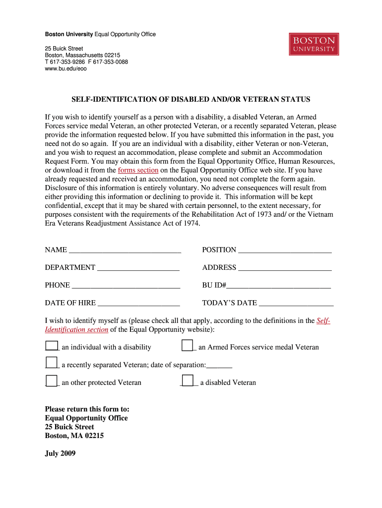 Fillable Online Self-Identification Form for Disabled and Veteran Employees Fax Email Print ...