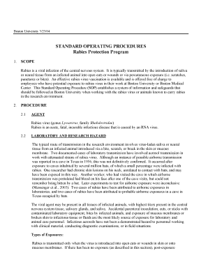 Fillable Online bu STANDARD OPERATING PROCEDURES Rabies Protection ...