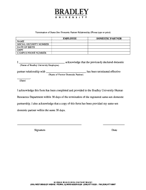 Domestic Partner Termination - Bradley University - Fill and Sign ...