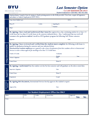 Fillable Online byu Last Semester Option Form - byu Fax Email Print ...