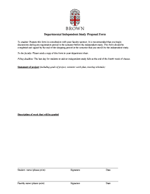Fillable Online brown Departmental Independent Study Proposal Form - brown Fax Email Print ...