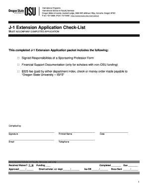 Fillable Online oregonstate J-1 scholar extension application - Oregon State University Fax ...