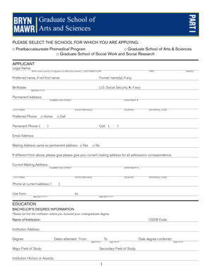 Fillable Online brynmawr GSAS Application - Bryn Mawr College ...