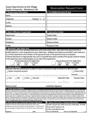 Fillable Online butler Guest Apartment Reservation Form.xlsx - Butler ...