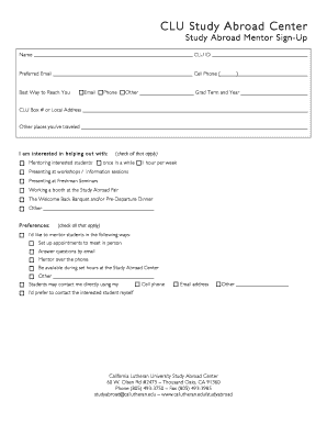 Mentor Sign Up Form - California Lutheran University - Callutheran ...