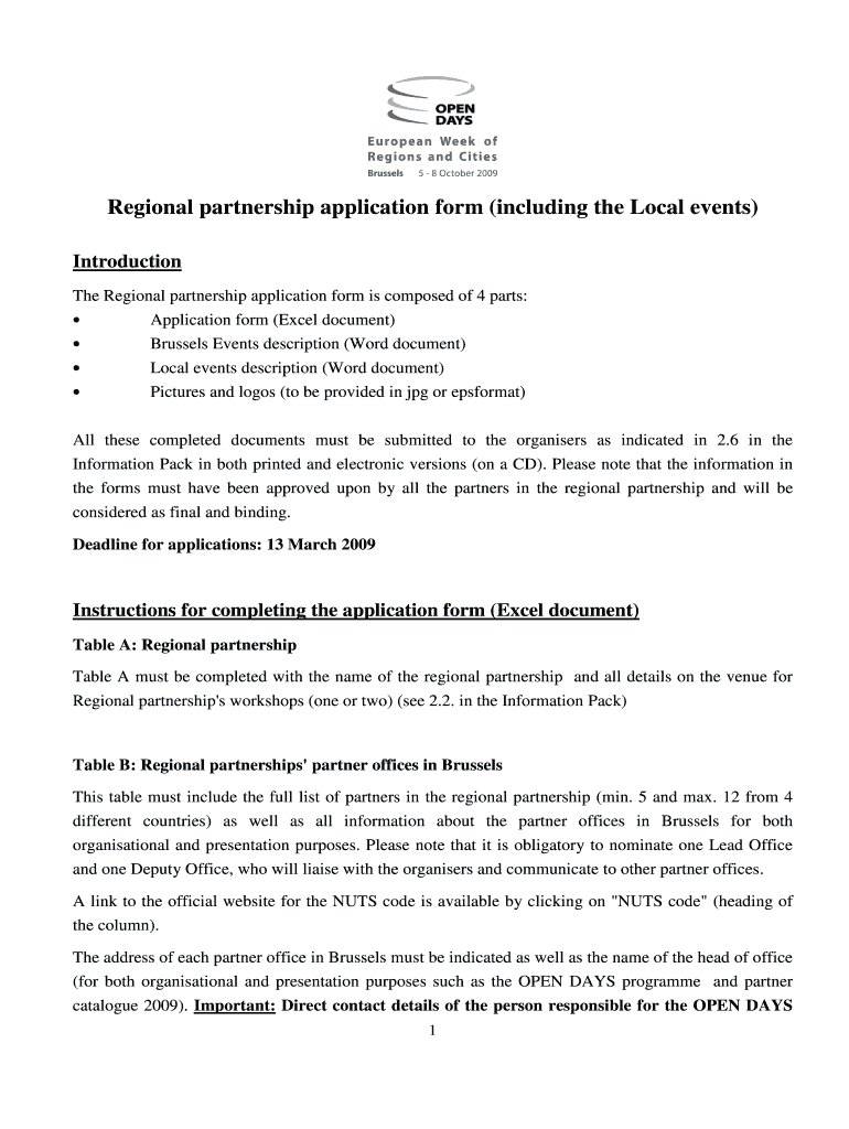 Fillable Online Regional Partnership Application Form Fax Email Print - pdfFiller