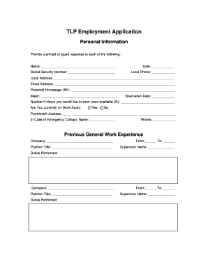 Fillable Online csuchico TLP Employment Application - CSU, Chico Fax ...