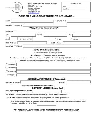 Fillable Online regis pomponio village regis form Fax Email Print ...