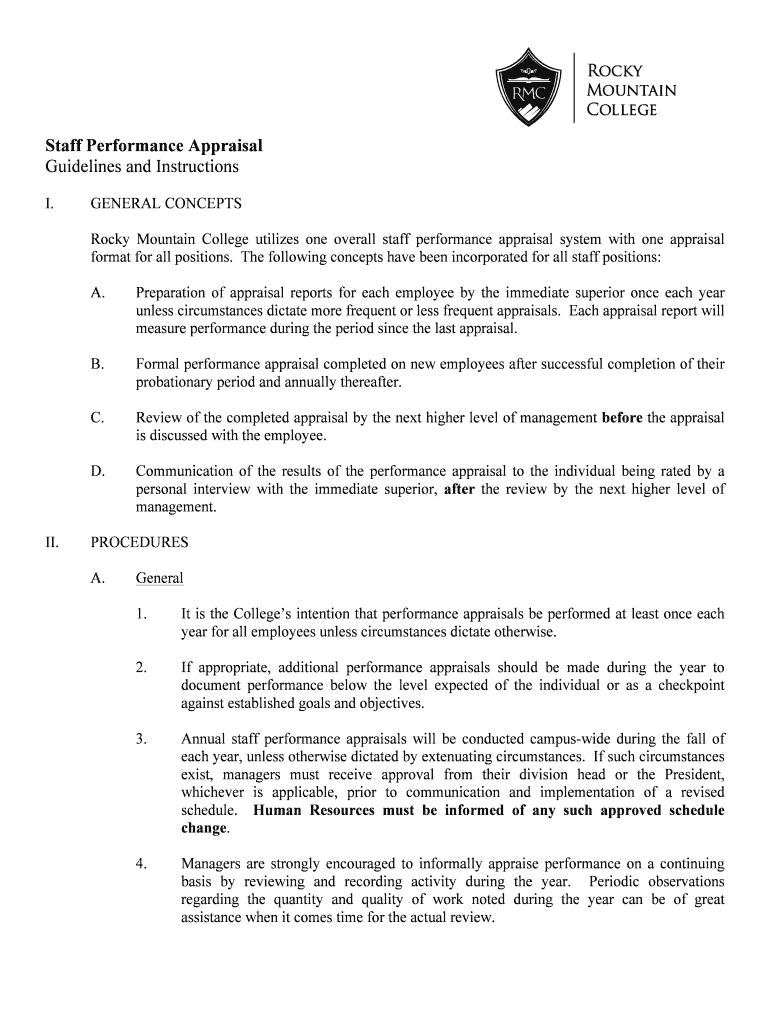 Fillable Online Staff Performance Appraisal Guidelines Fax Email Print ...