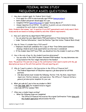 Fillable Online How does a student apply for Federal Work Study Fax ...